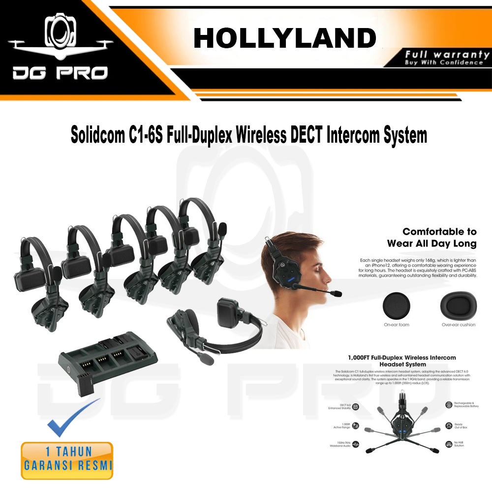 Jual Hollyland Solidcom C1-6S Full-Duplex Wireless DECT Intercom System | Shopee Indonesia