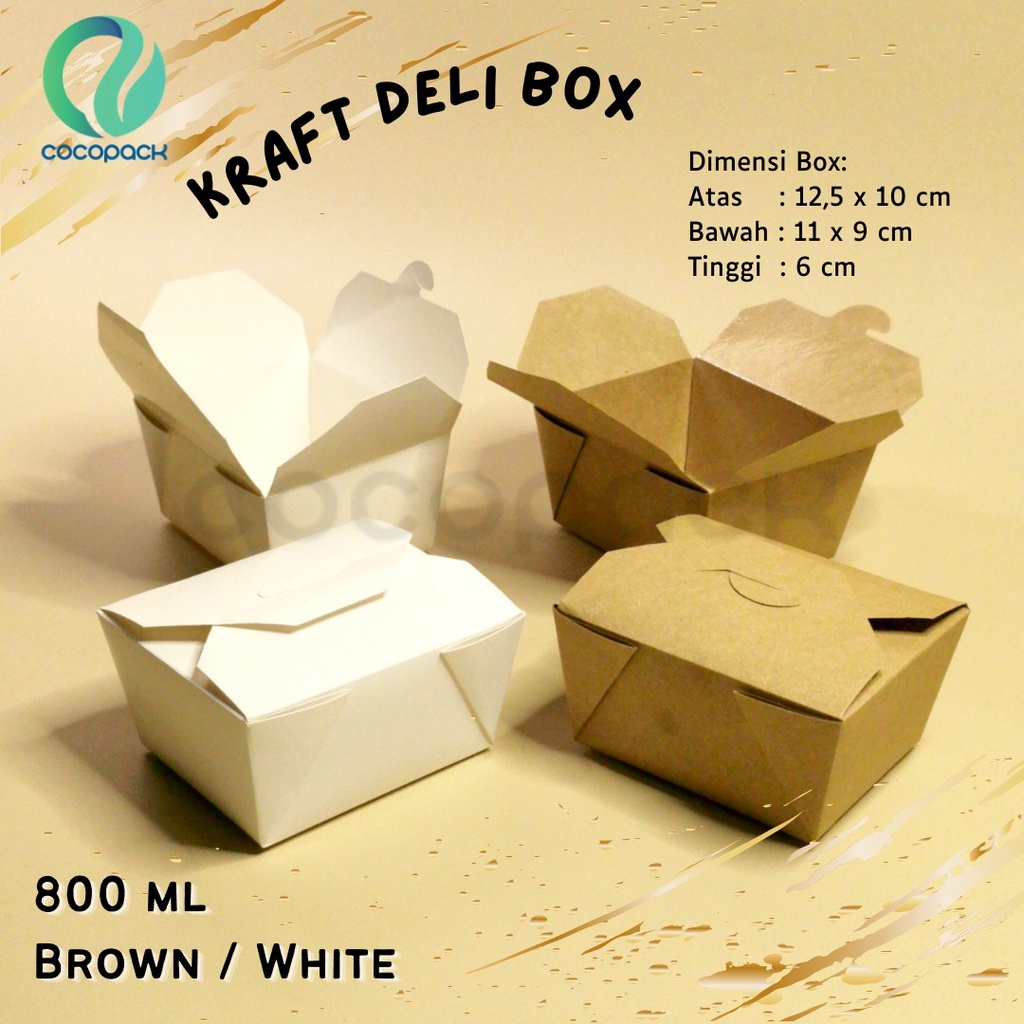 Jual Kraft Paper Deli Lunch Box 800ml (10 PCS) | Shopee Indonesia