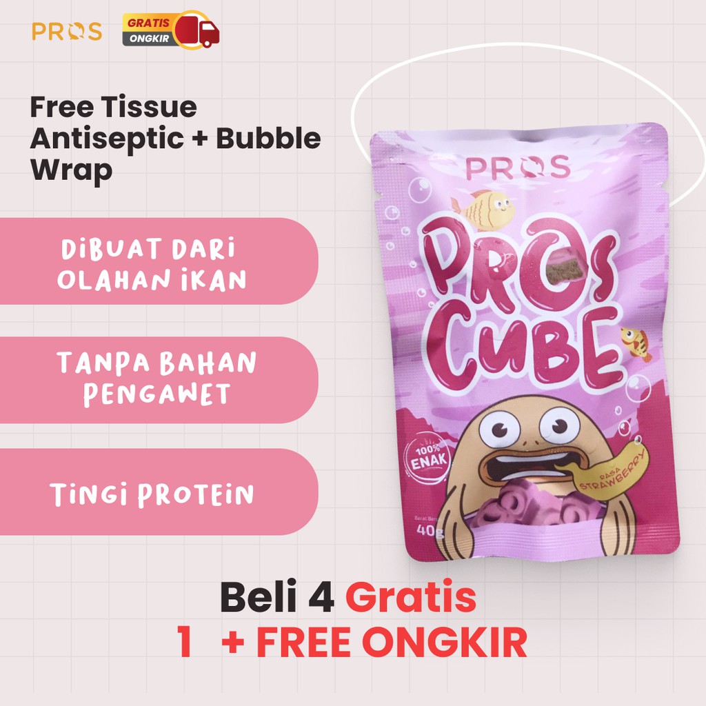Jual PROS CUBE STRAWBERRY ISI 6 SACHET (SNACK PROTEIN & SNACK ...