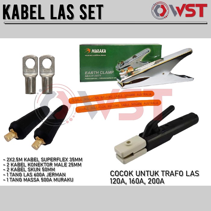 Jual Kabel Las Set Travo Las 120A 160A 200A Indonesia|Shopee Indonesia
