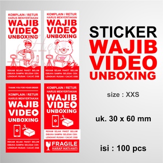 Jual STICKER WAJIB VIDEO UNBOXING (100 pcs) size XXS 3x6 cm Indonesia ...