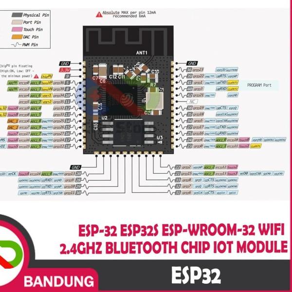 Jual ESP32 ESP-32 ESP32S ESP-WROOM-32 WIFI 2.4GHZ BLUETOOTH CHIP IOT ...