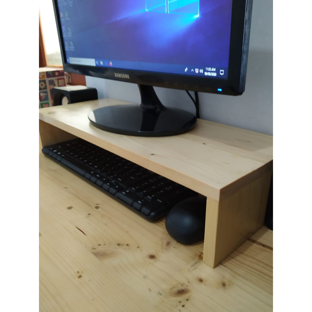Jual Meja laptop / Meja monitor / READY !!! Pinus natural | Shopee ...