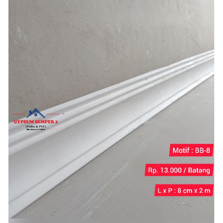 Jual List Gypsum motif belah bambu 8 cm / Lis profil gypsum plafon pvc ...
