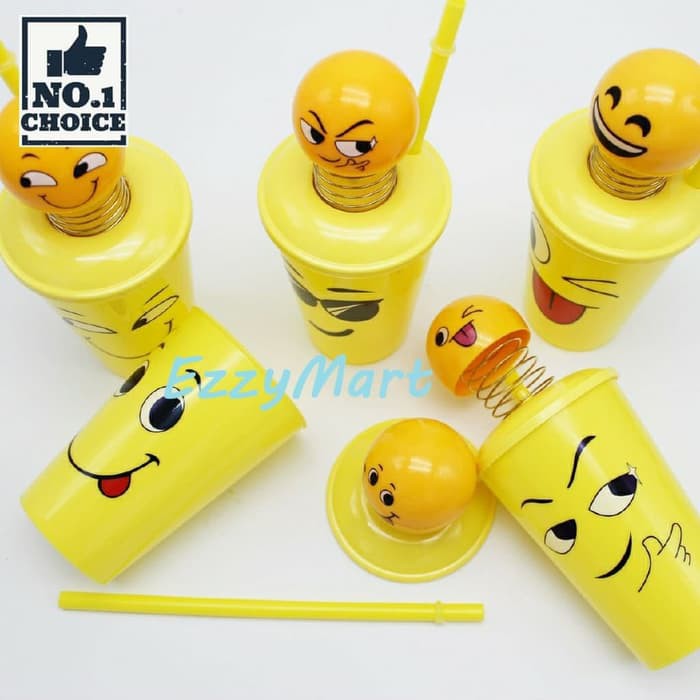 Jual GELAS CANGKIR BOTOL KEPALA EMOJI EMOTICON MUG MINUM KARAKTER LUCU ...
