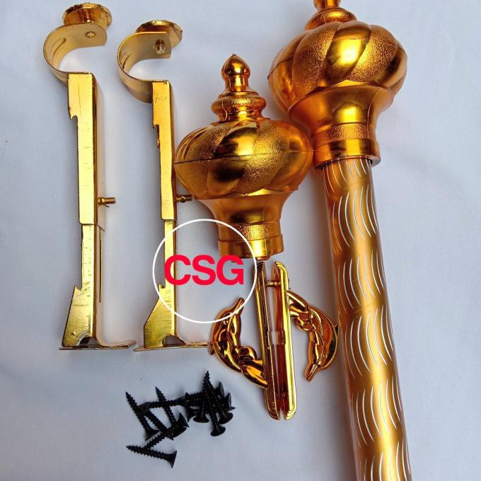 Jual Full Set 200 cm Rell Gorden / Besi Hordeng - Gold | Shopee Indonesia