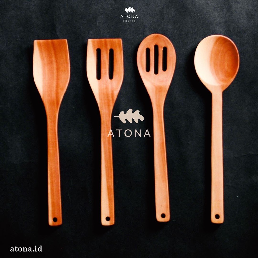 SPATULA KAYU - SPATULA KAYU SET (ISI 4) | Shopee Indonesia