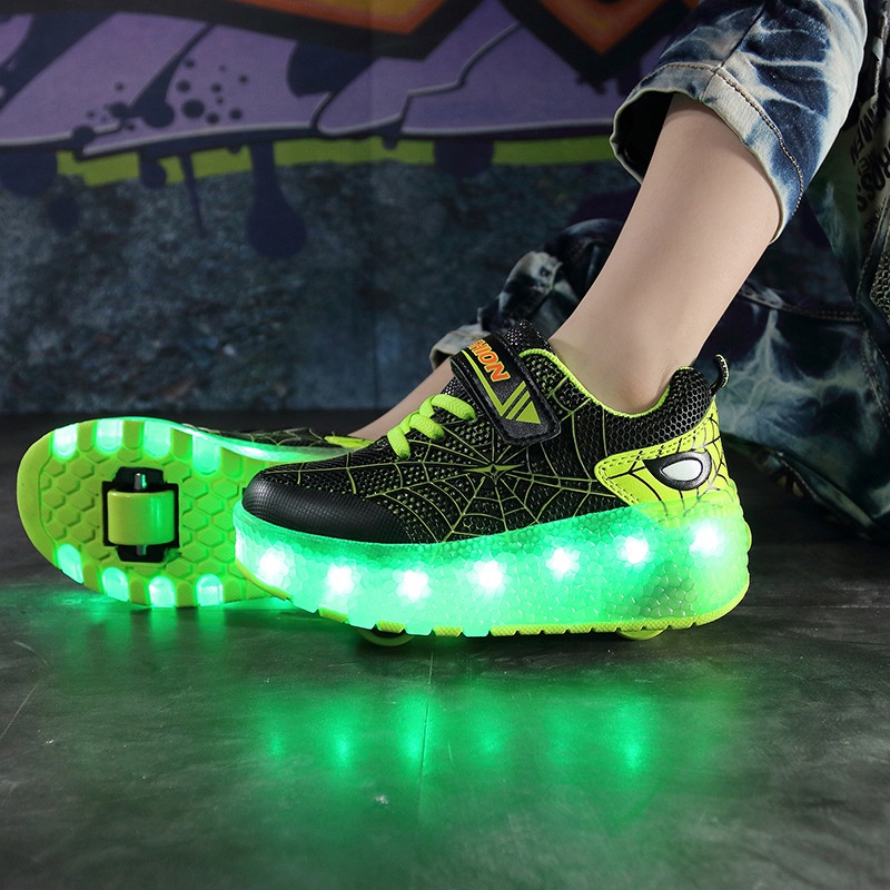 Jual Sepatu Roda 2 Heelys Helis Lampu LED Menyala Charge melarikan ri ...