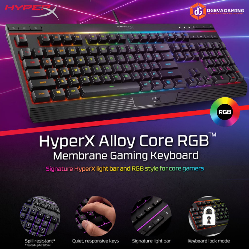 Jual HyperX Alloy Core RGB Membrane Gaming Keyboard | Shopee Indonesia