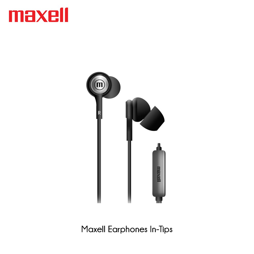 Maxell Earphone In Ear Stereo Buds W//Mic In-Tips Black | Shopee Indonesia