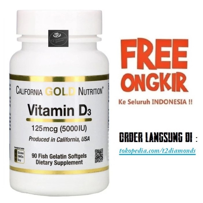 Jual California Gold Nutrition Vitamin D3 5000 IU 90 Softgel Vit D ...