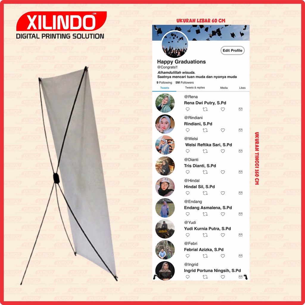 Jual PAKET STAND BANNER XBANNER ACARA WISUDA KELULUSAN MOTIF TWITTER BIRU PUTIH | Shopee Indonesia