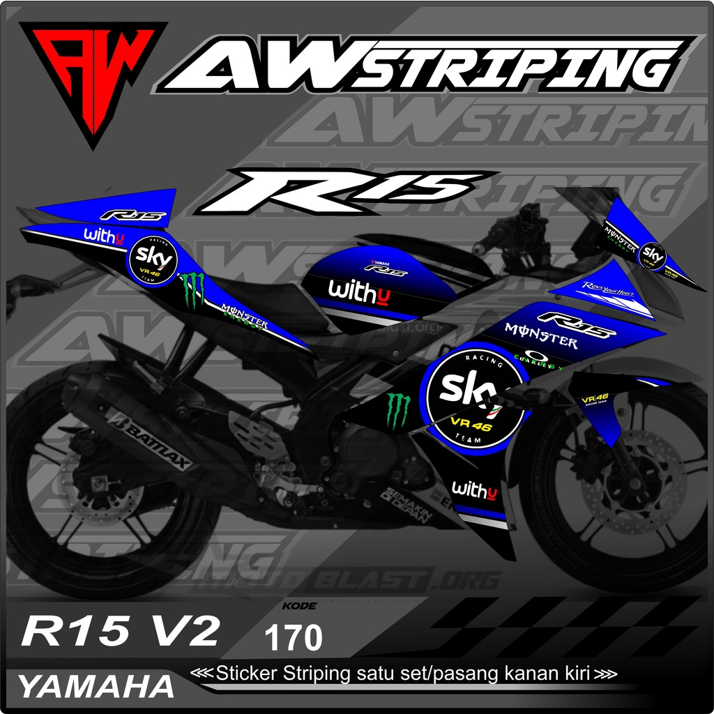 Jual Sticker Striping Yamaha R15 V2 List desain racing Semi Full ...