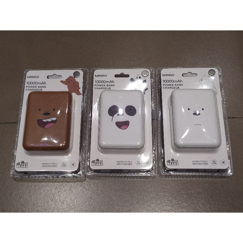 Jual MINISO WE BARE BEARS POWER BANK 10000 MAH / POWER BANK MINISO ...