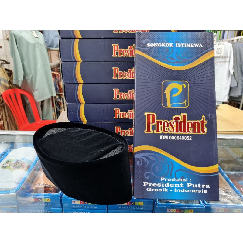 Jual Kopyah Hitam Peci Hitam Songkok Hitam Polos Merk President ...