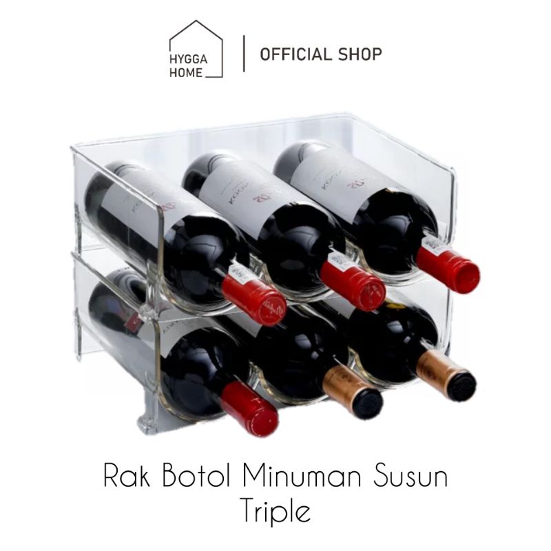 Jual Hygga Home Rak Botol Minuman Susun Transparent TRIPLE /Stackable ...