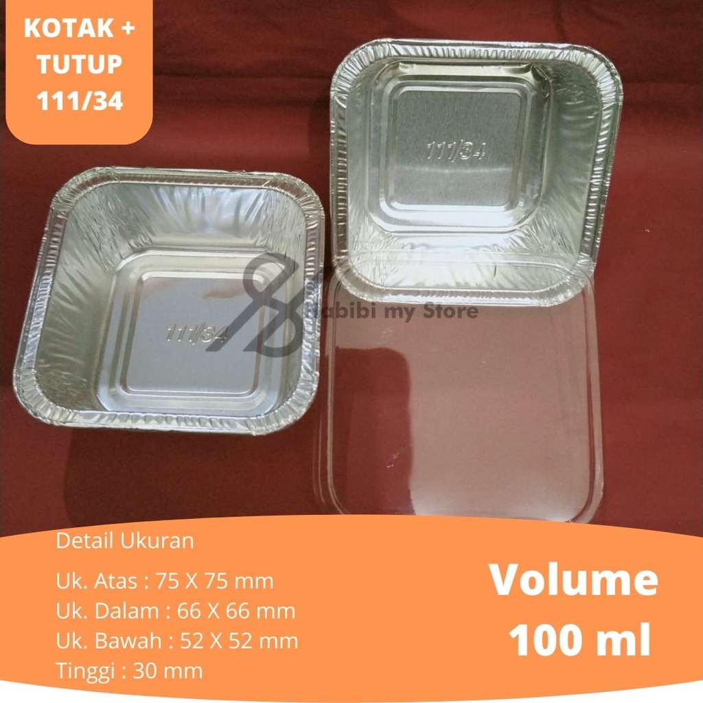 Jual Alumunium Foil Cup OX 100 + Tutup Mika (Kode 111/34) | Wadah Cup Aluminium Foil Kotak Kecil ...