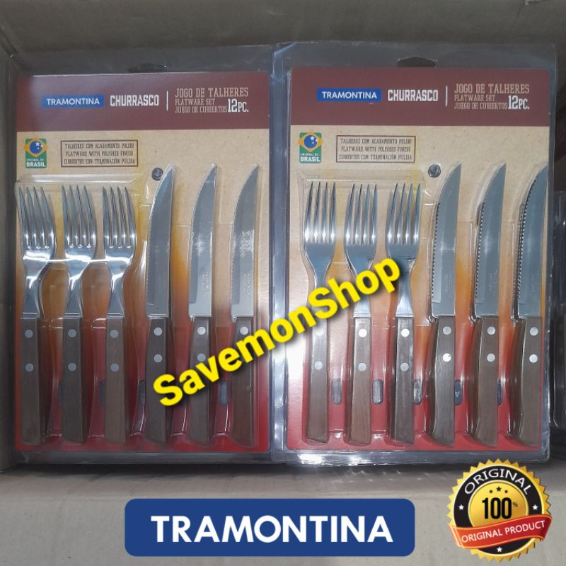 Jual Pisau Steak Tramontina Set 12 Original Brazil Pisau Garpu Steak ...