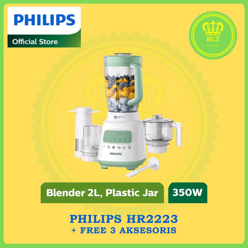 Jual PHILIPS HR2223 Blender Plastik 2L 4in1 + Multi Accessory HR 2223 ...