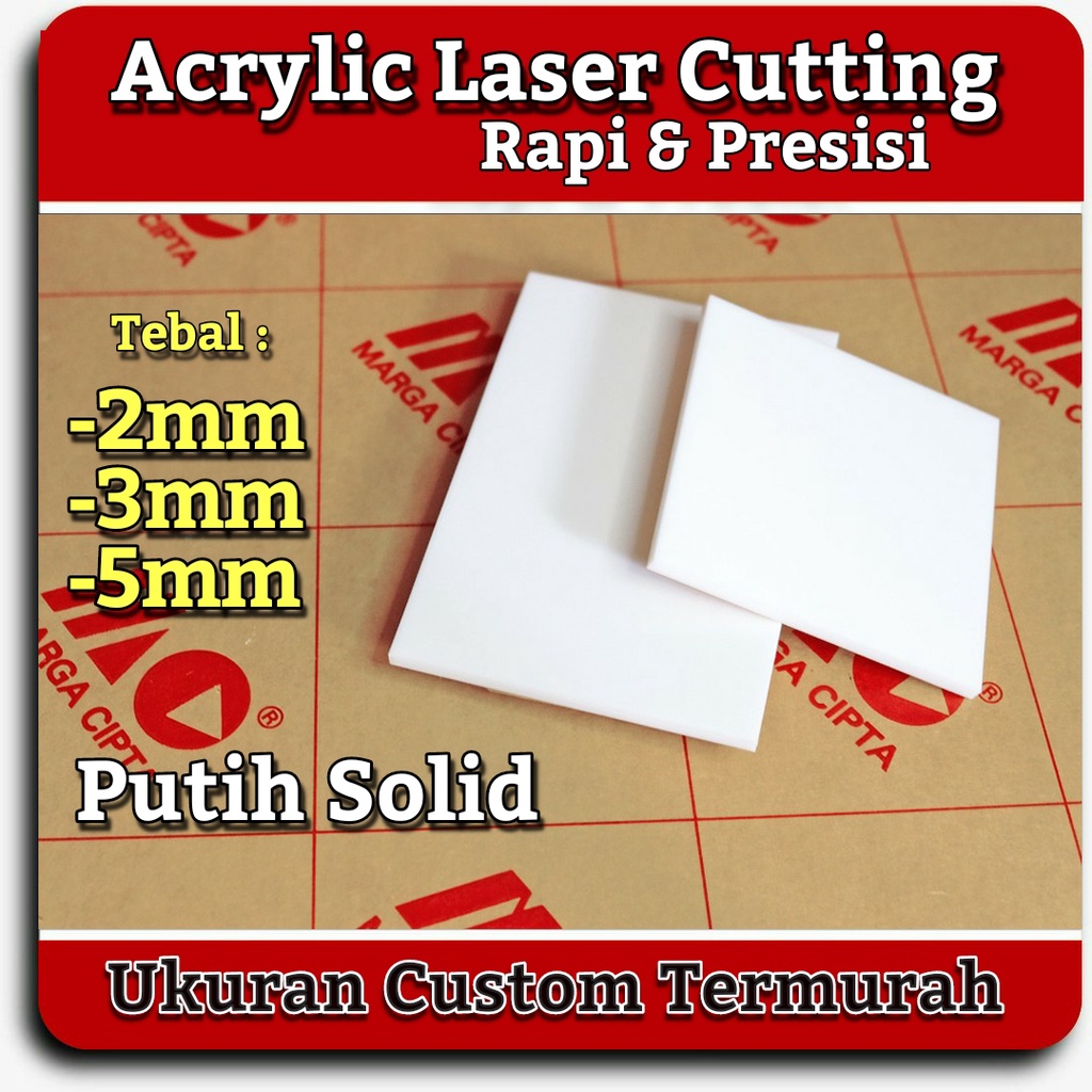 Jual Acrylic Putih Solid Akrilik Custom Putih Pekat Laser Cutting | Shopee Indonesia