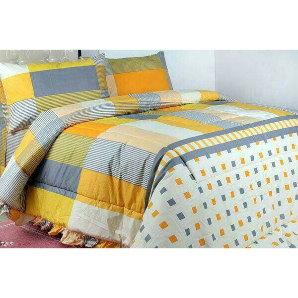 Jual sprei katun lokal motif kotak warna kuning ukuran 160x200 | Shopee ...