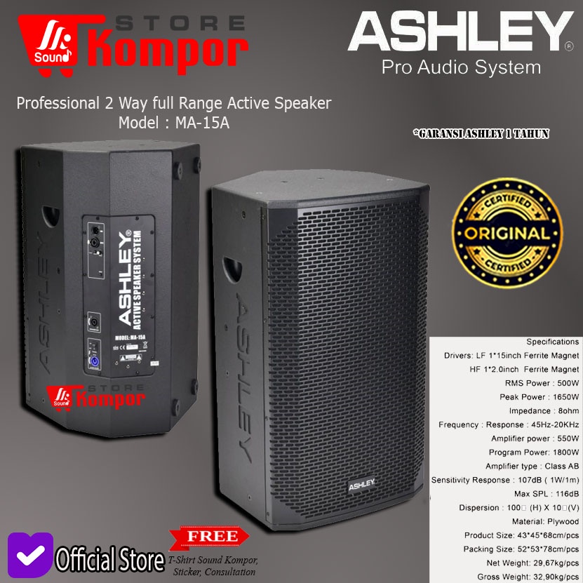 Jual SPEAKER AKTIF ASHLEY MA15A AKTIF MA 15A ASHLEY MA15 A 15 INCH ...