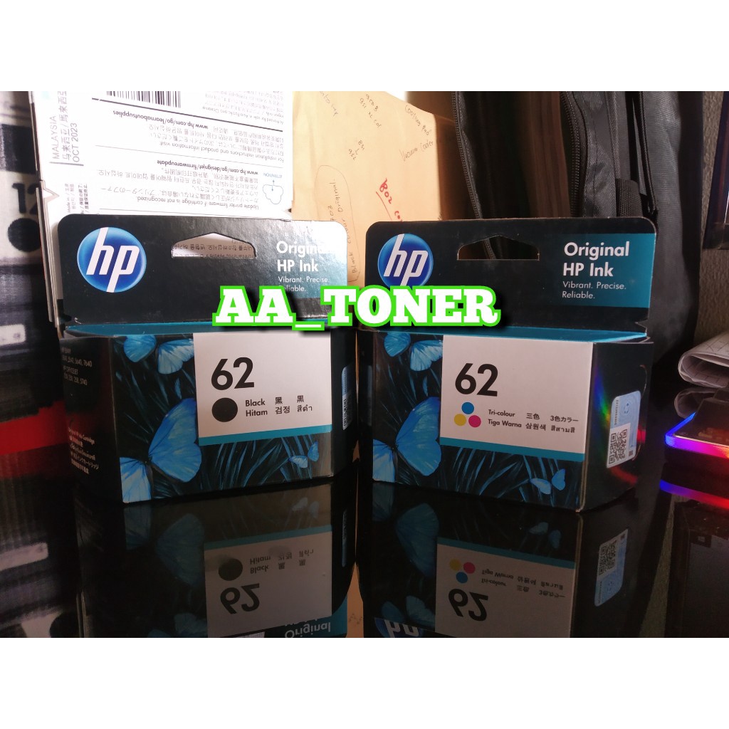 Jual Paket Tinta Cartridge HP 62 Black & TriColour ORIGINAL | Shopee ...