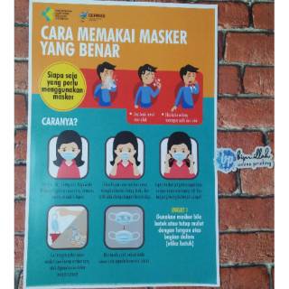 Jual Poster kesehatan cara memakai masker yang benar | Shopee Indonesia