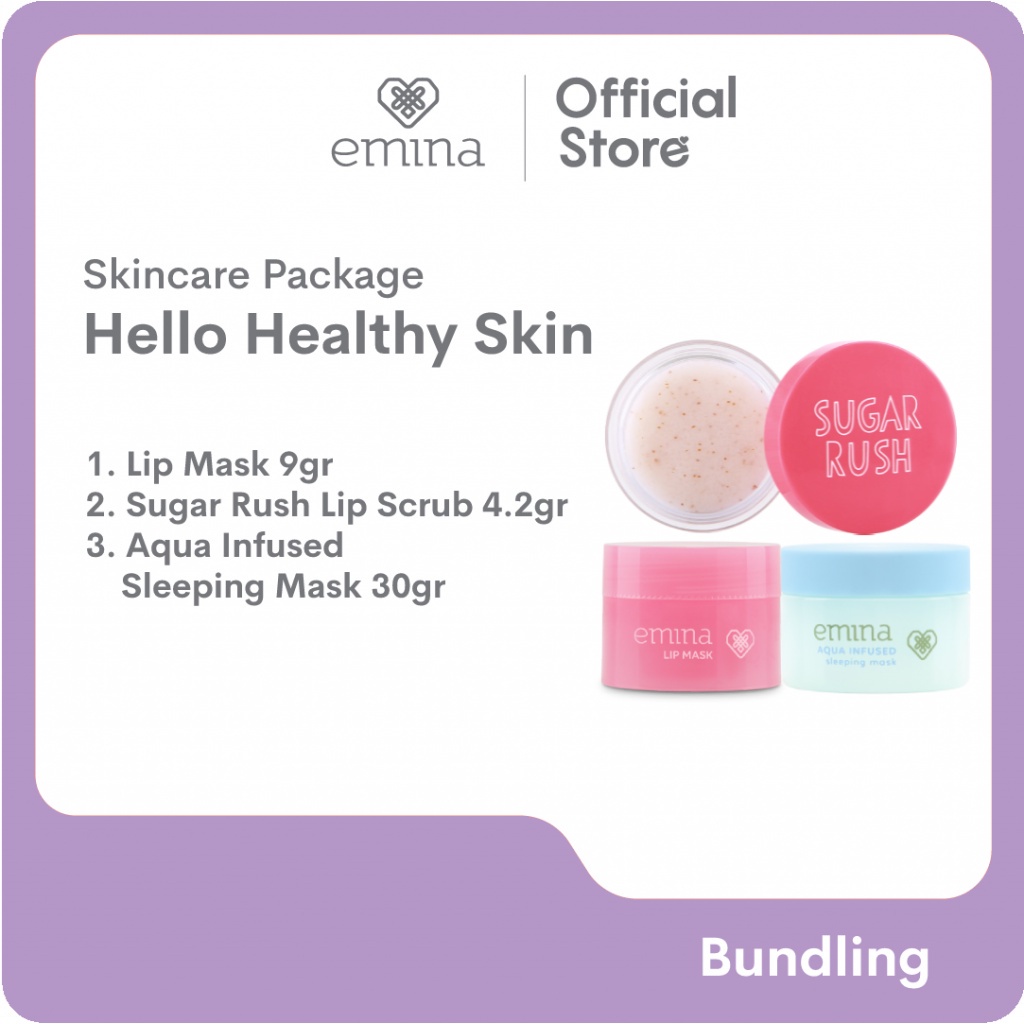 Jual Emina Skin & Lip Care Package #hellohealthyskin (Lip Mask. Lip ...