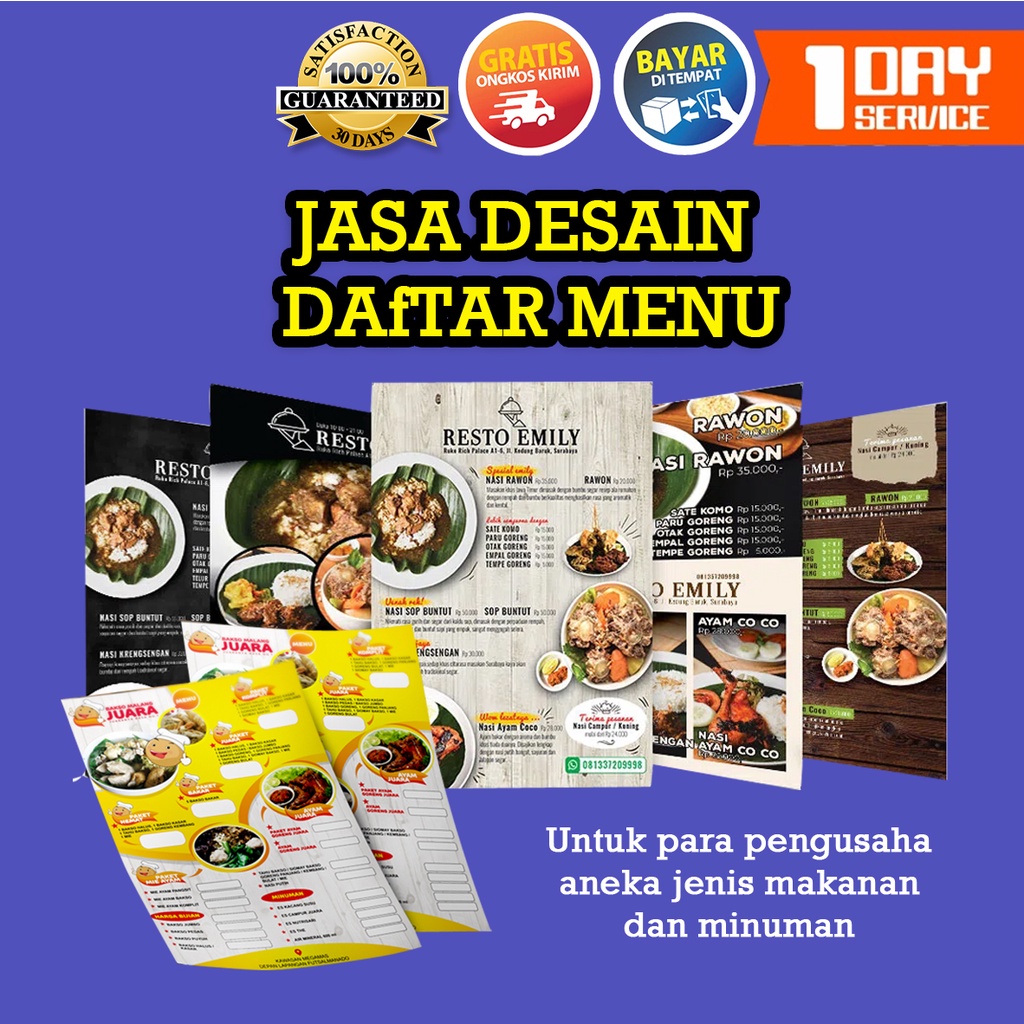 Jual Jasa Desain Daftar Menu Makanan dan Minuman Restoran Profesional ...