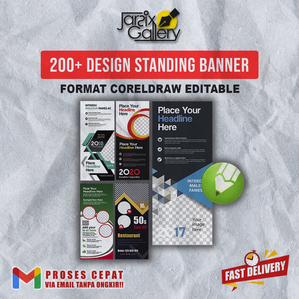 Jual 200+ Template Design Standing Banner - X-Banner Format CorelDraw ...