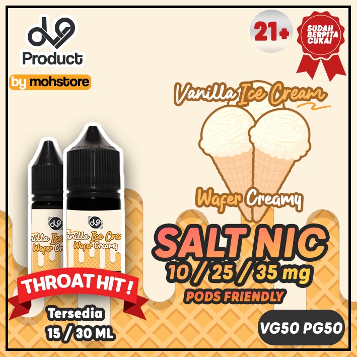 Jual Liquid Vape Dv9 Vanilla Ice Cream Waffer Salt Nic POD FRIENDLY ...