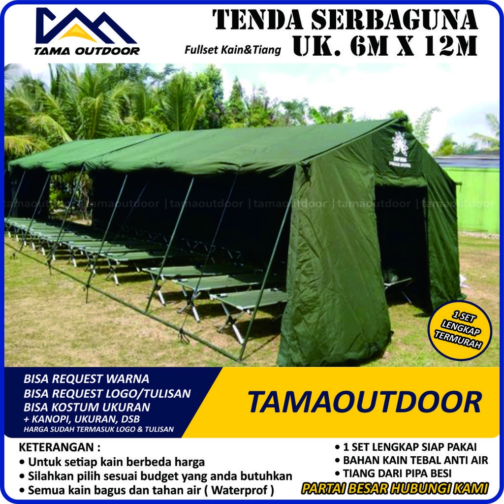 Jual Tenda Serbaguna Posko Ukuran 6M x 12M TNI Perkemahan TNI Barak ...