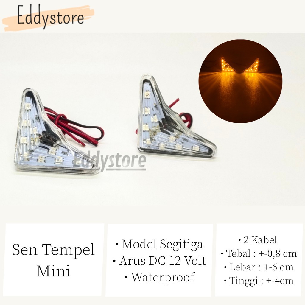 Jual Eddystore Lampu LED Sen Motor Lampu Sein Tempel Model Segitiga Warna Kuning Sen Moge ...