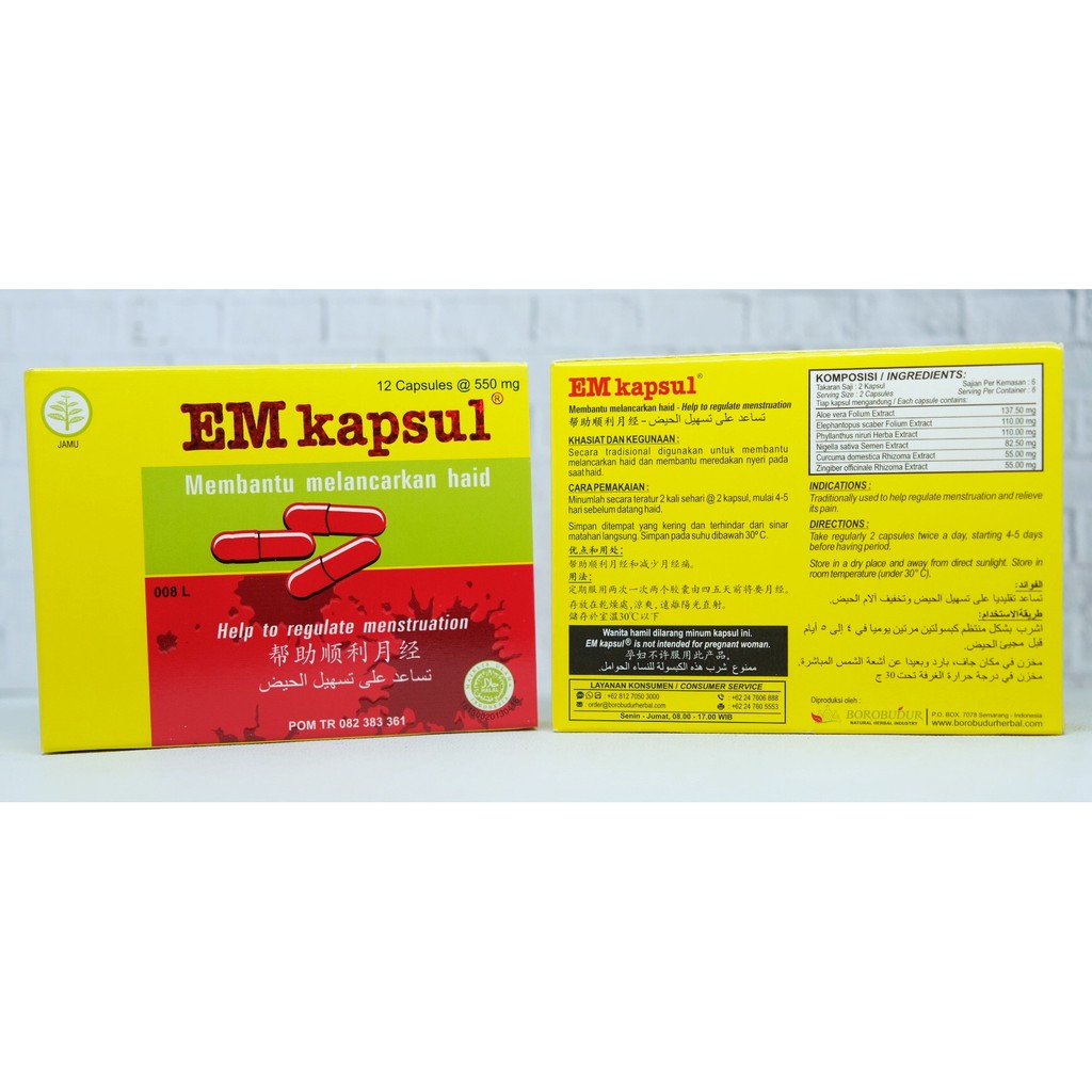 Jual Em Kapsul ( Membantu Melancarkan Haid & Nyeri Haid ) - Borobudur ...