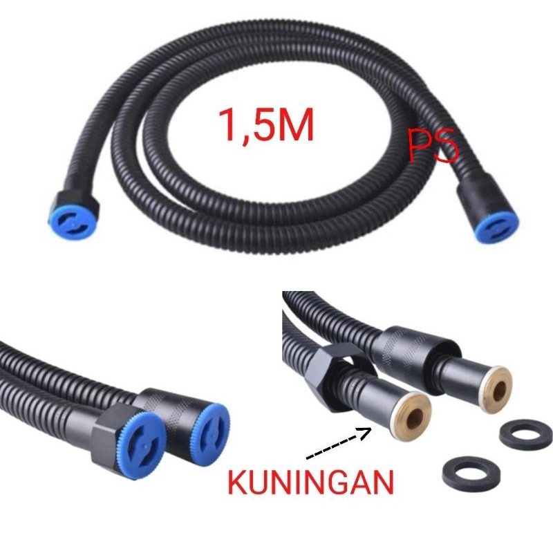 Jual Selang Shower Hitam Stainless Anti Karat 1,2m 1,5m | Shopee Indonesia