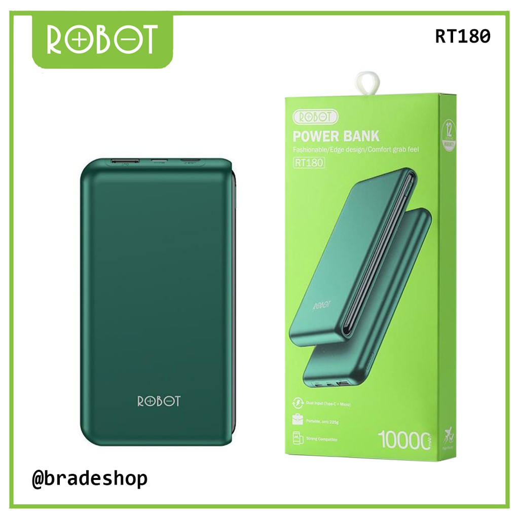 Jual Power Bank ROBOT RT180 10000 Mah Dual Input Lightweight | Shopee ...
