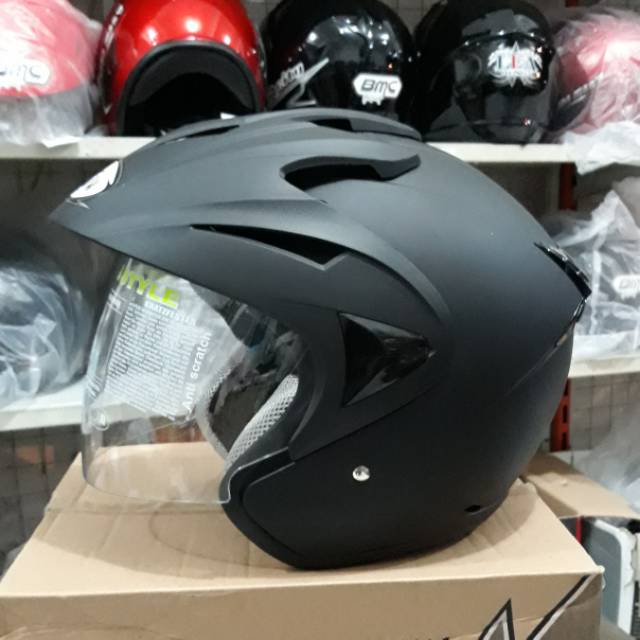 Jual Helm Hiu arrow 2 visor hitam doff | Shopee Indonesia