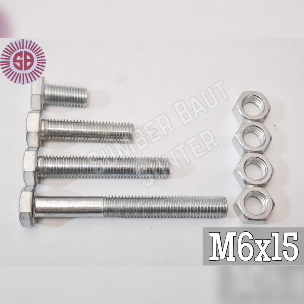 Jual M6x15 Baut Mur Hexagon Putih BMP Hex 6x15 Kunci 10 Galvanis | Shopee Indonesia