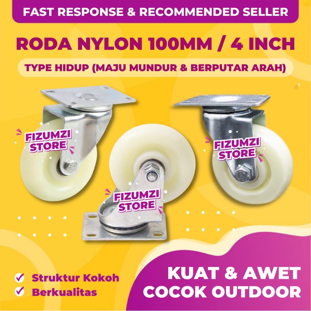 Jual Roda Nylon Hidup 4 Inch, Roda Etalase, Roda Nilon Trolley, Roda ...