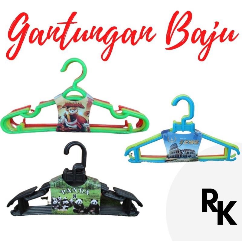 Jual Hanger Kastok Gantungan Baju Jemuran Aneka Warna - isi 6 pcs ...