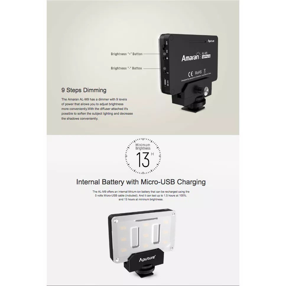 Jual APUTURE AMARAN LED AL-M9 Lighting UP AL M9 | Shopee Indonesia