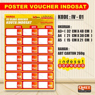 Jual POSTER KONTER DAFTAR HARGA VOUCHER KUOTA INDOSAT (CUSTOM ...
