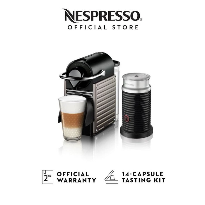 NESPRESSO Pixie Coffee Machine Titanium, with Aeroccino3 Black | Shopee ...