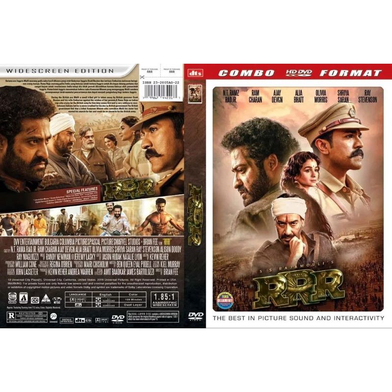 Jual dvd RRR 2022 {OD DTS R1} {India, Action} {NT Rama Rao Jr, Ram Charan, Ajay Devgan ...