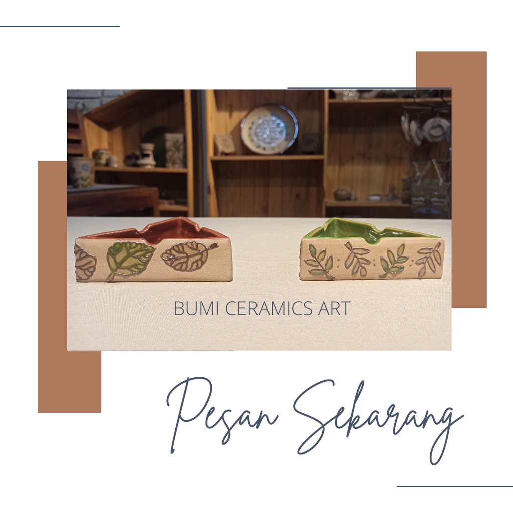 Jual BUMI CERAMICS ART - ASBAK ROKOK MOTIF DAUN DAN TULISAN BALI ...