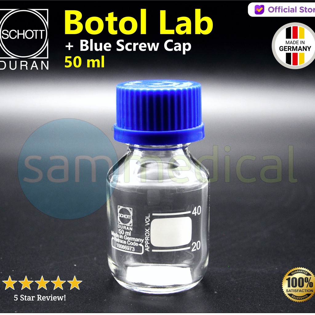 Jual Schott Duran Botol Lab - Lab Bottle Screw cap Biru 50 ml Indonesia ...
