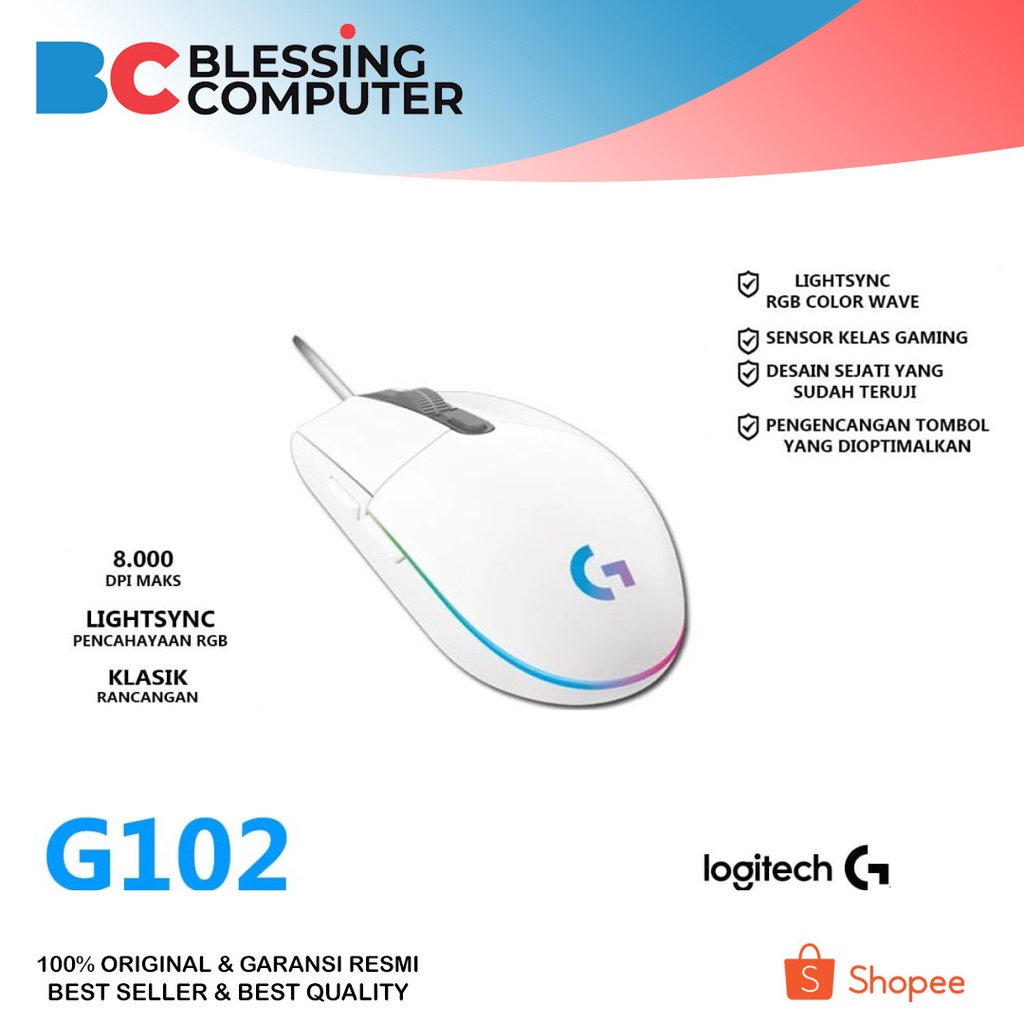 Jual Mouse Logitech G102 LIGHTSYNC V2 RGB 6 Button / WHITE (910-005803) Indonesia|Shopee Indonesia