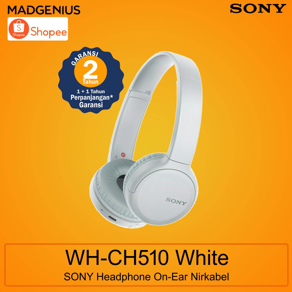 Sony Original WH-CH510 / WHCH510 / WH CH510 White Bluetooth Wireless On ...