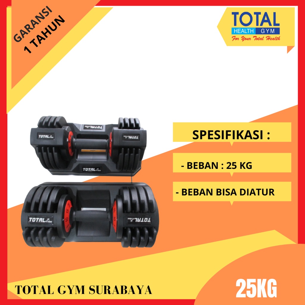 Jual Adjustable Dumbbell 25Kg alat olahraga dumble total gym surabaya ...